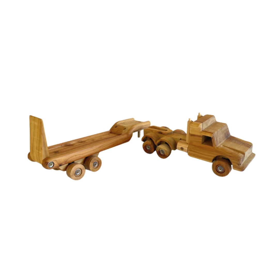 Wooden Low Loader Toy with Functional Ramp | Imagination Toy Shop