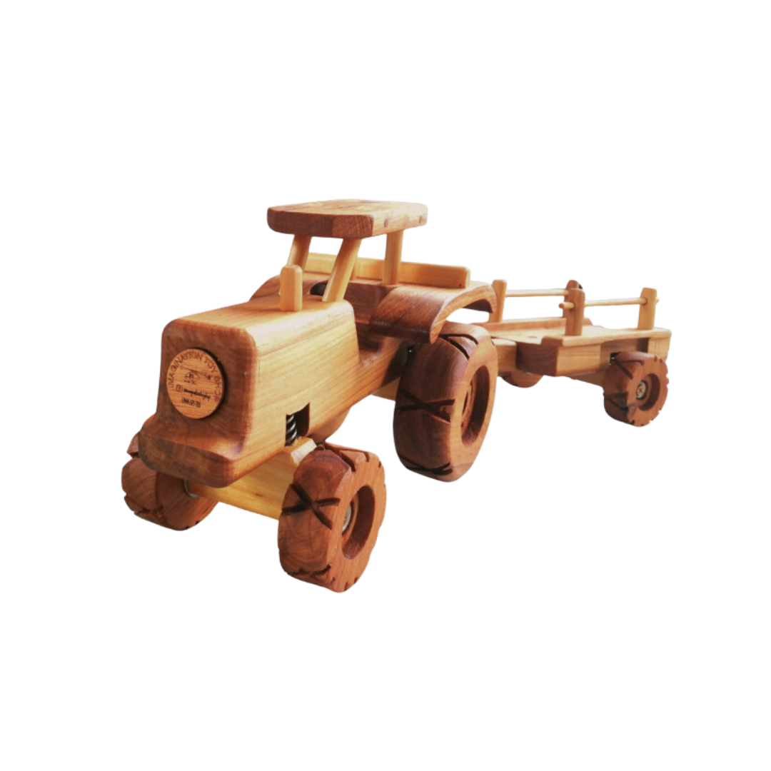 Handcrafted Wooden Tractor Trailer Combo for Kids | Imagination Toy Shop